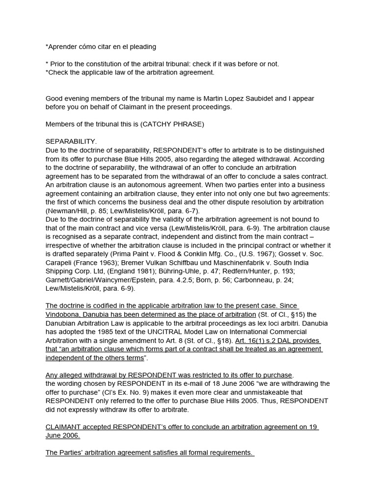 2nd Pleading Prepartion Vis 15th Case | PDF | Arbitration | Arbitral ...