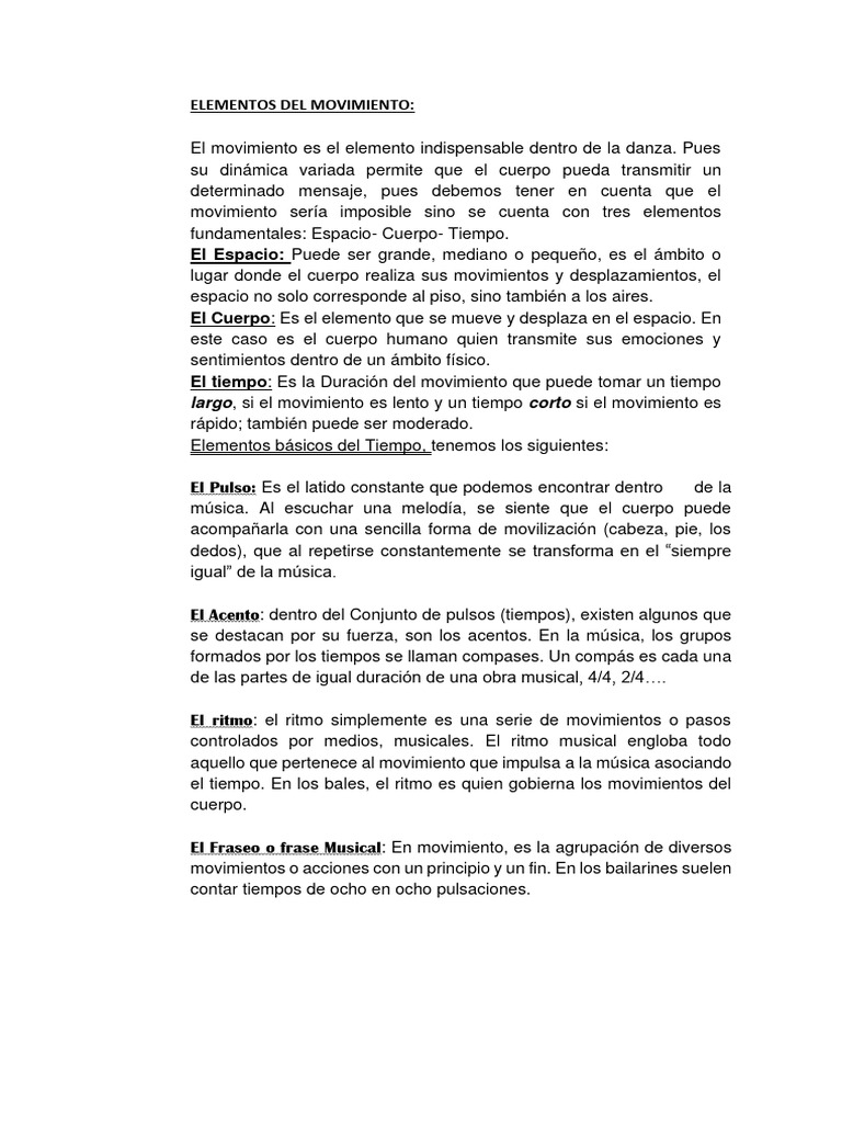 Elementos Del Movimiento | PDF