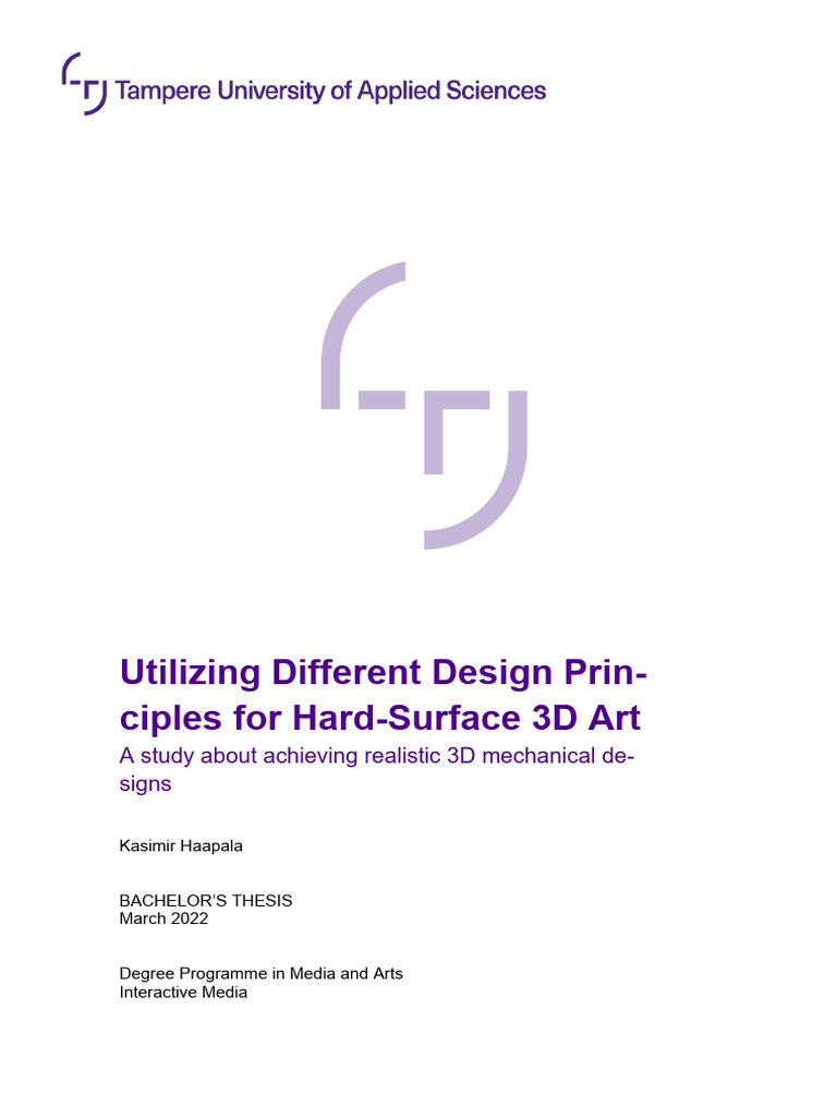 Haapala, Kasimir 2022 - Utilizing Different Design Principles For Hard-Surface 3D Art | PDF | 3 ...