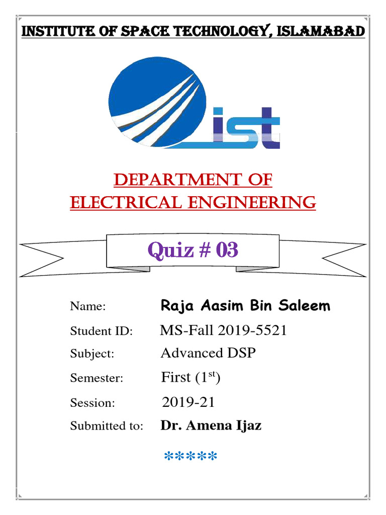 Digital Signals Processing - Quiz 3 | PDF Digital Signals Processing - Quiz 3 | PDF