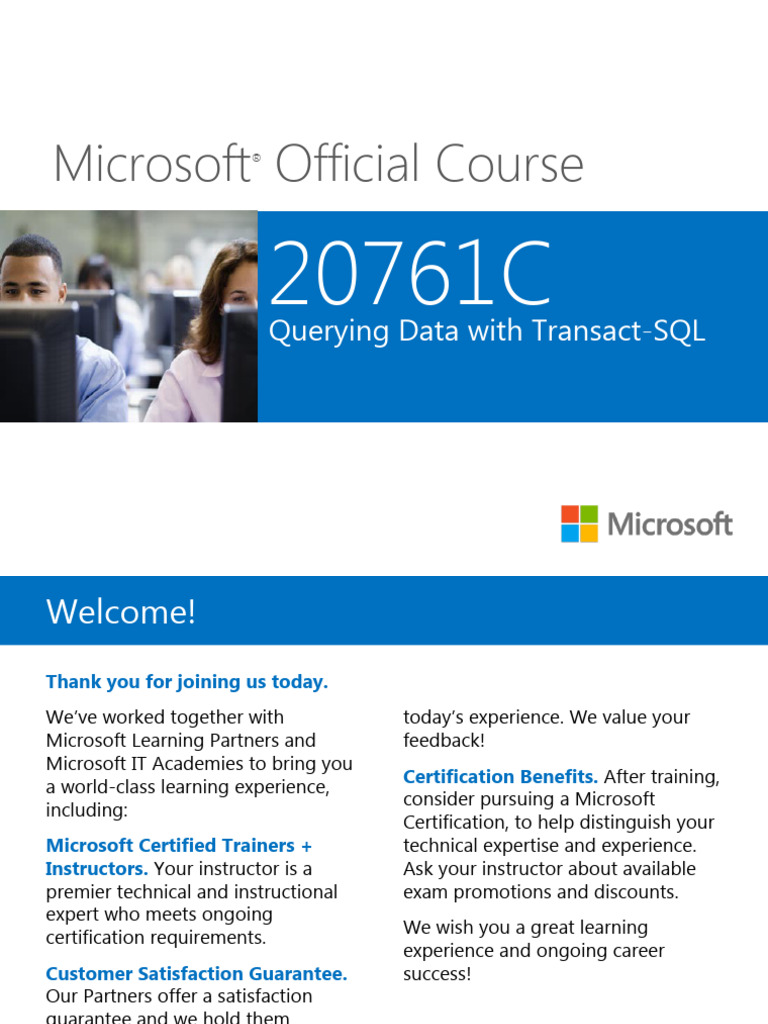 Microsoft Official Course: Querying Data With Transact-SQL | PDF ...