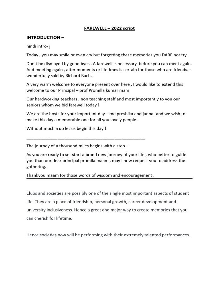 Script Farewell | PDF