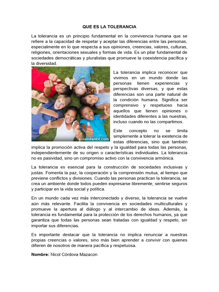 QUE ES LA TOLERANCIA | PDF | Tolerancia | Teorías filosóficas