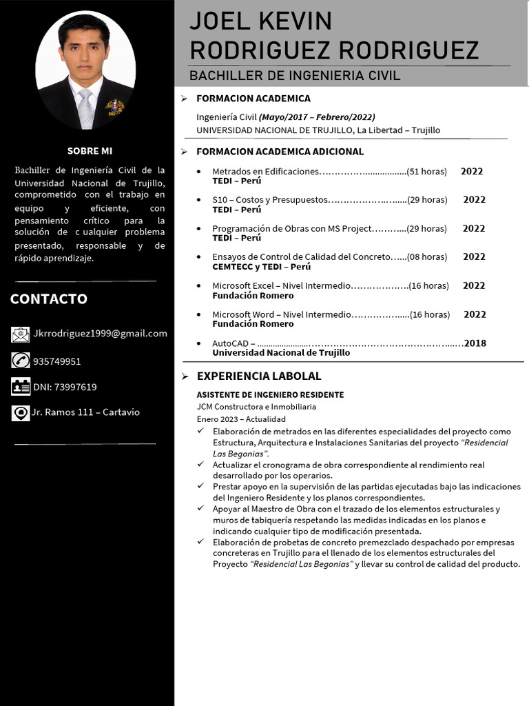 Cv-Rodriguez Rodriguez Joel | PDF | Ingeniero civil | Ingeniería
