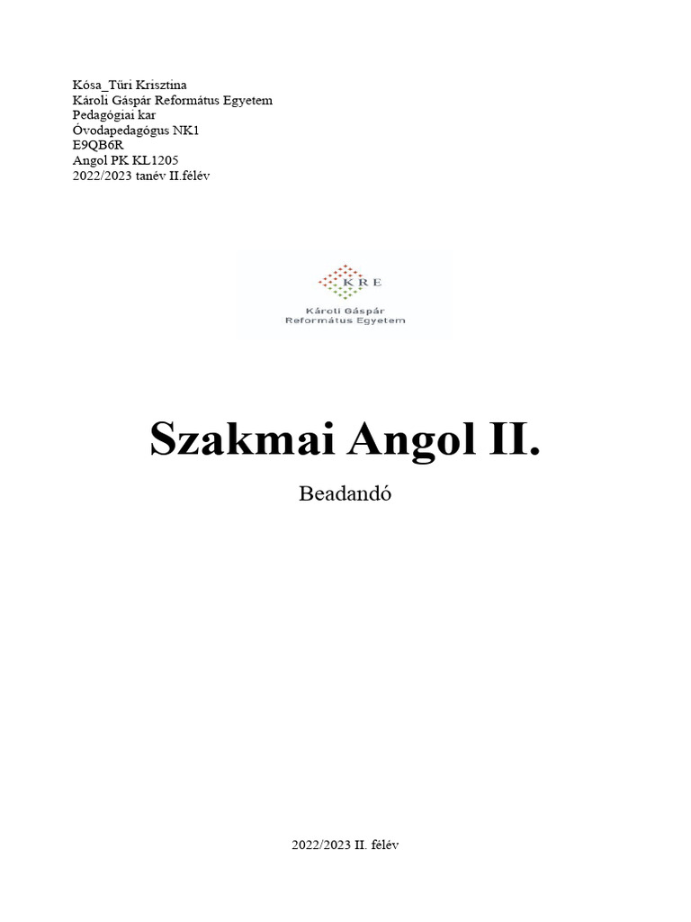 Angol beadandó II. | PDF