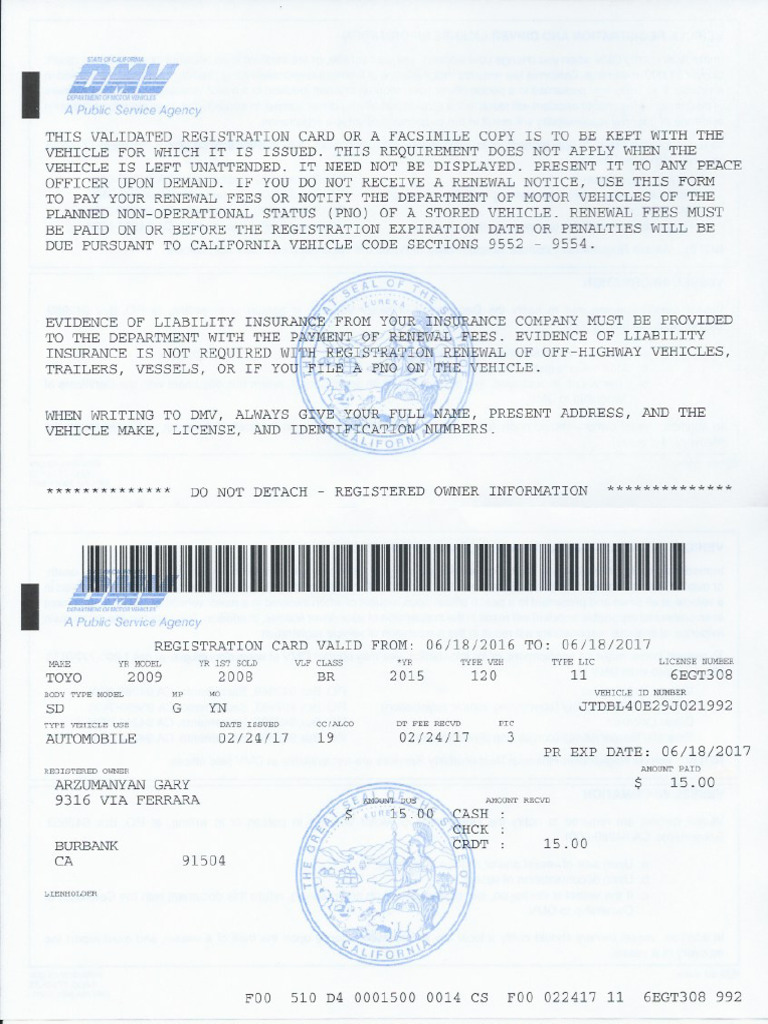 Corolla Registration | PDF