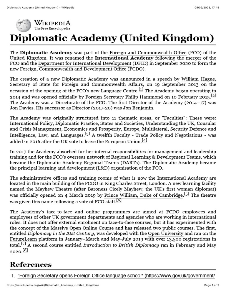 UK Diplomatic Academy Overview | PDF | International Relations | Diplomacy