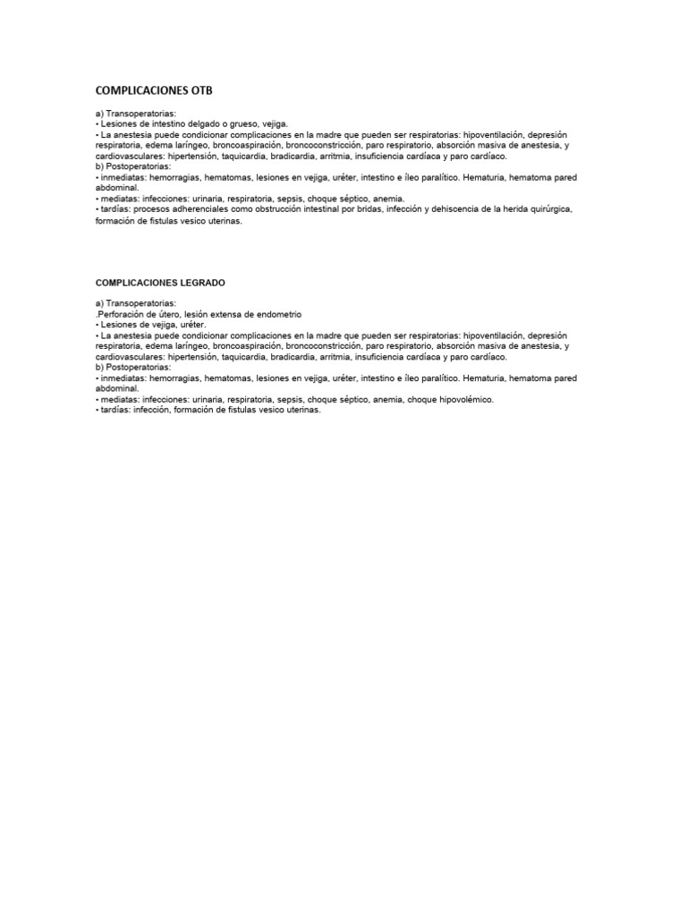 Complicaciones OTB | PDF