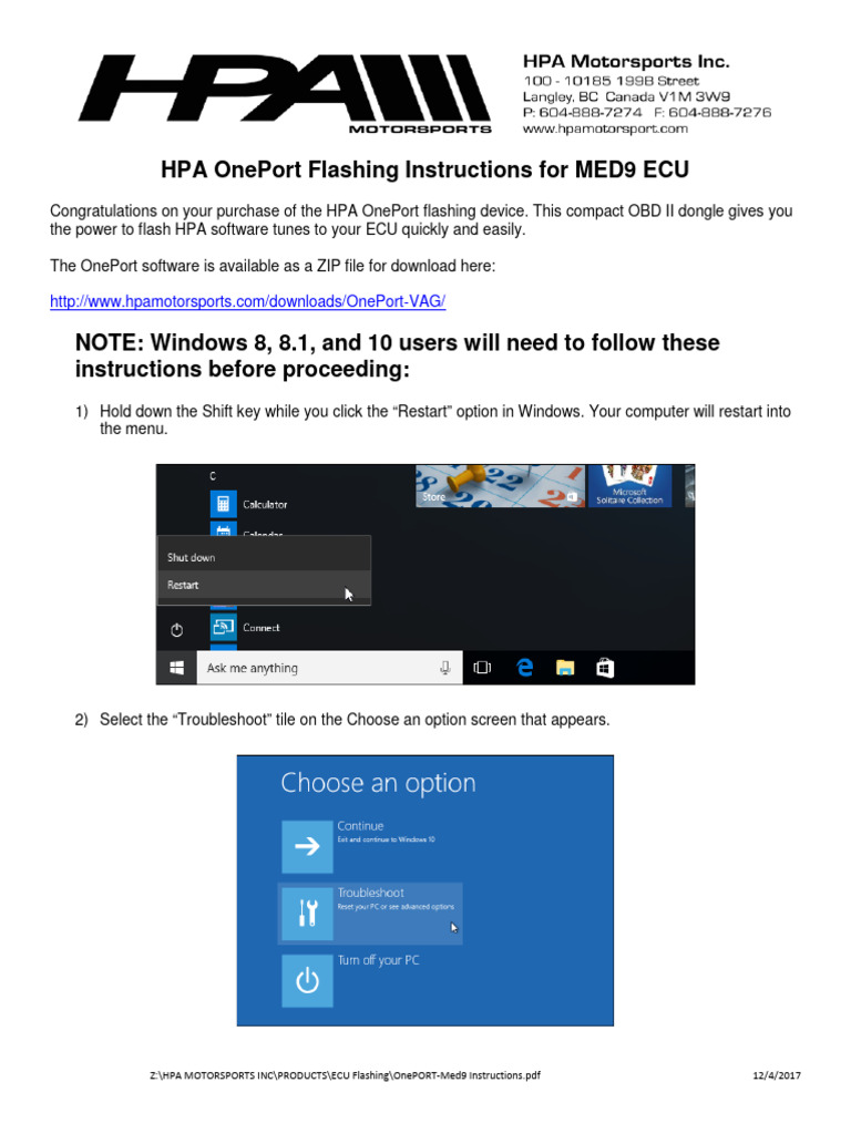 HPA OnePort MED9 ECU Flash Guide | PDF | Booting | Device Driver