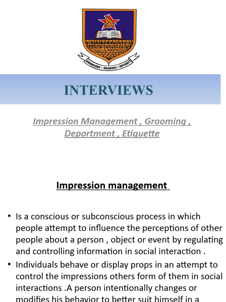 INTERVIEWS Impression Management | PDF | Job Interview | Psychological ...