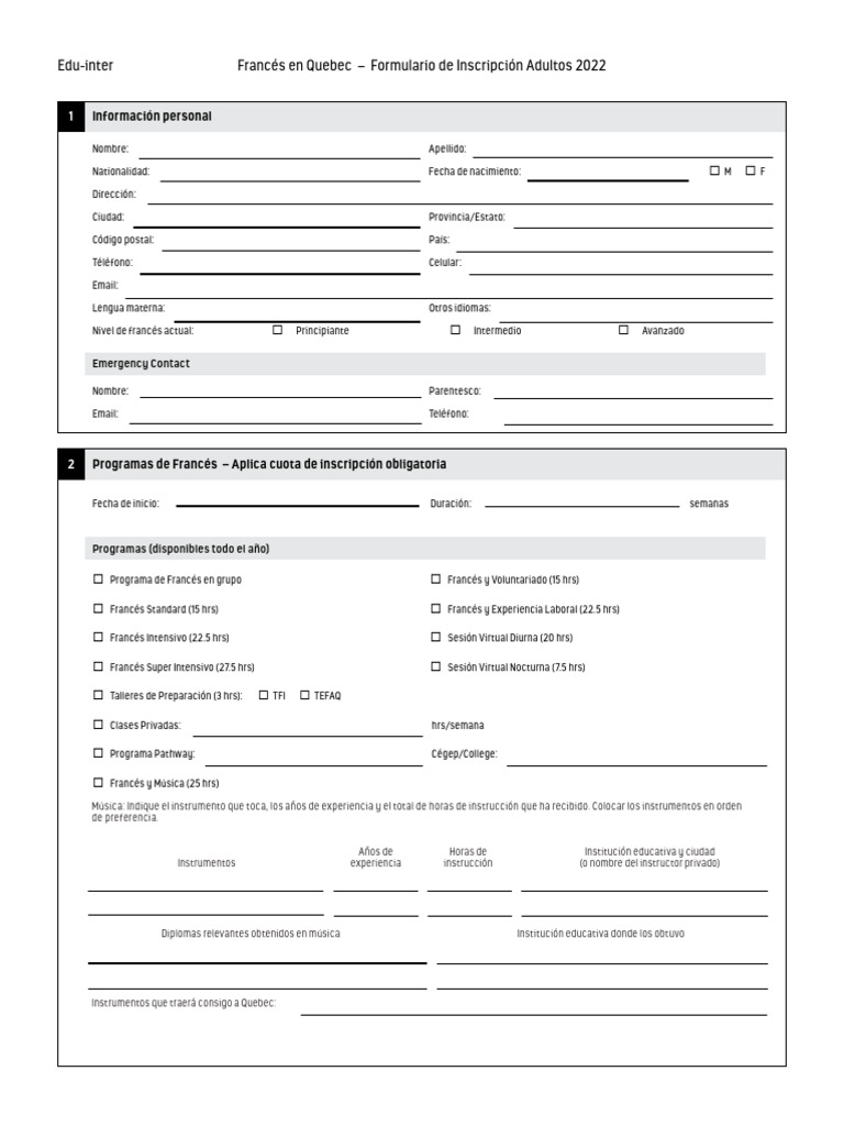 Edu-Inter Adult Reg Form 2022-ES - Fillable | PDF | Visa de viaje ... Edu-Inter Adult Reg Form 2022-ES - Fillable | PDF | Visa de viaje ...
