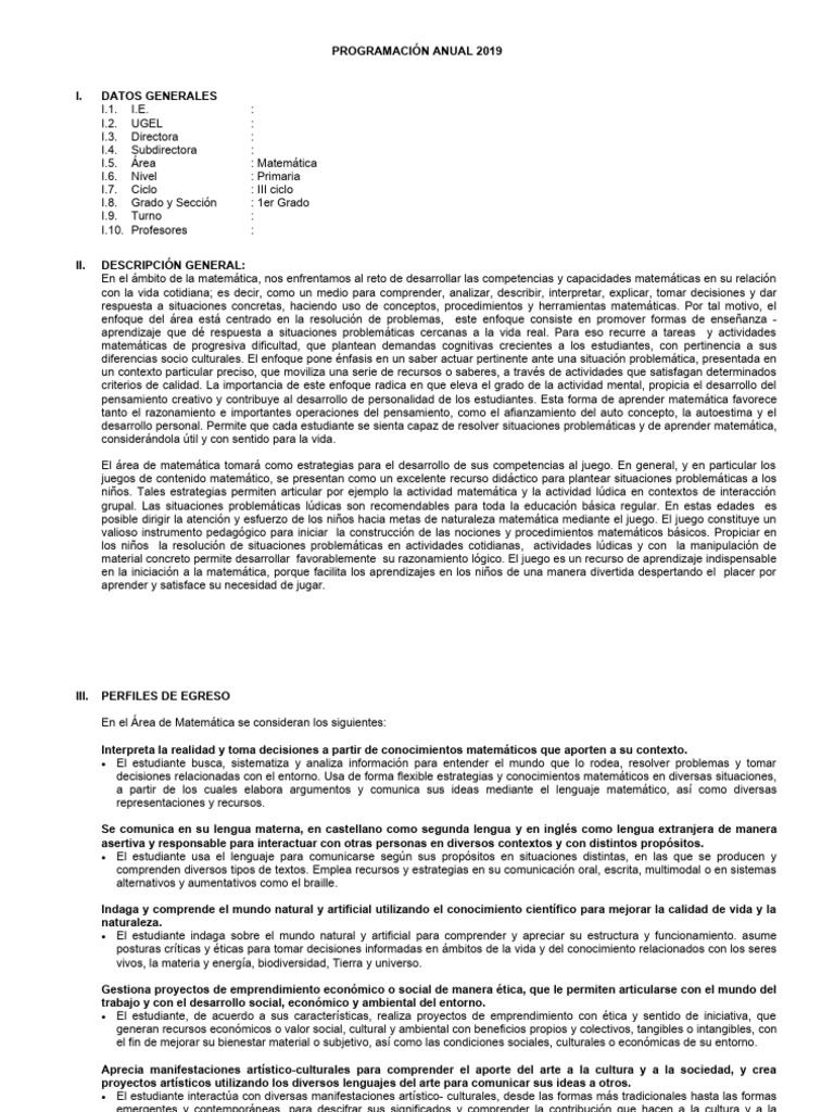 2019 Mat1p Programacion Anual | PDF | Geometría | Aprendizaje