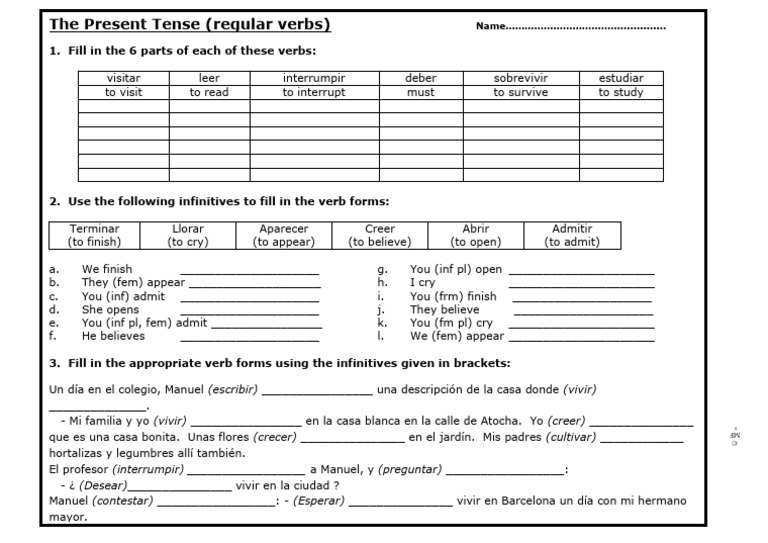 Verb Conjugation - Present | PDF