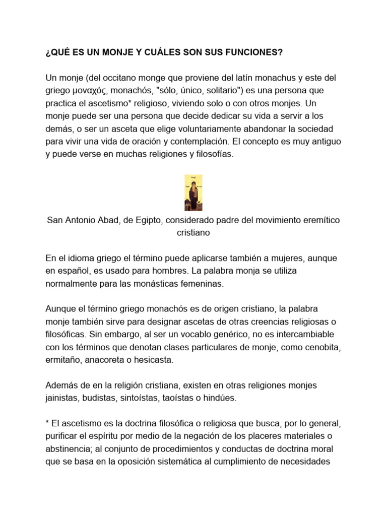 ¿Qué Es Un Monje y Cuáles Son Sus Funciones | Descargar gratis PDF ... ¿Qué Es Un Monje y Cuáles Son Sus Funciones | Descargar gratis PDF ...