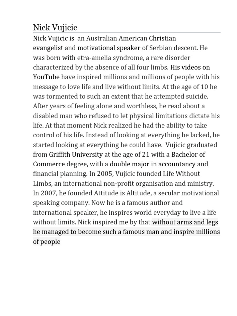 Nick Vujicic | PDF