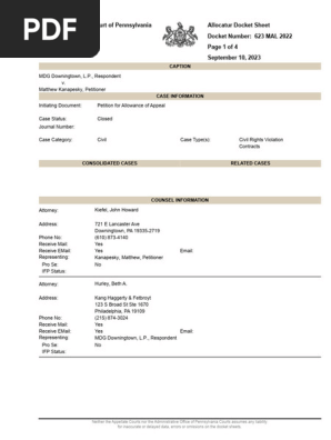 Appeal Docket Sheet Printable Pdf Download