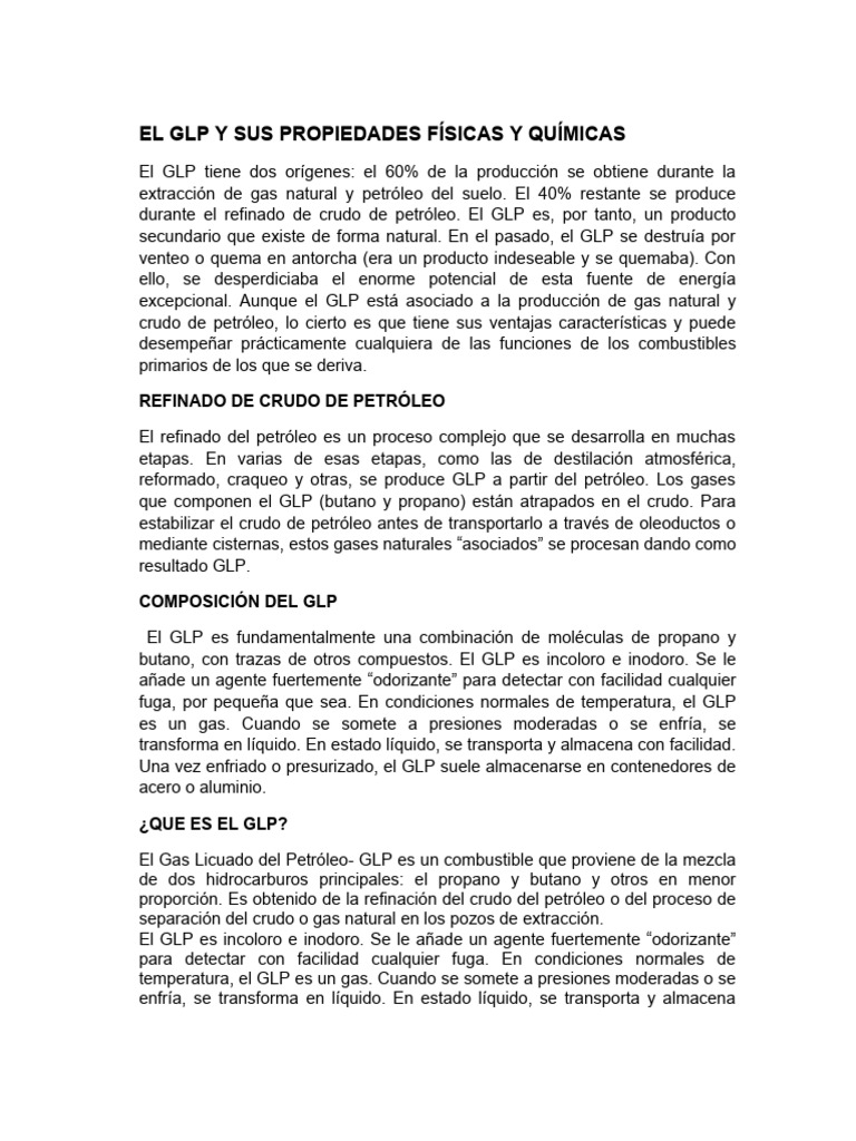 Propiedades y Usos del GLP | PDF | Gas de petróleo licuado | Petróleo