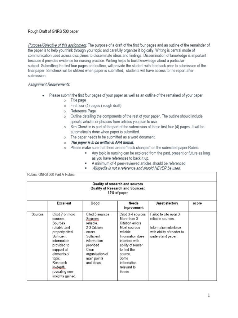 500 Paper Rubric For Rough Draft 500 | PDF | Rubric (Academic) | Human Communication