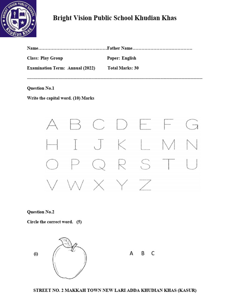 Play Group English 2022 | PDF