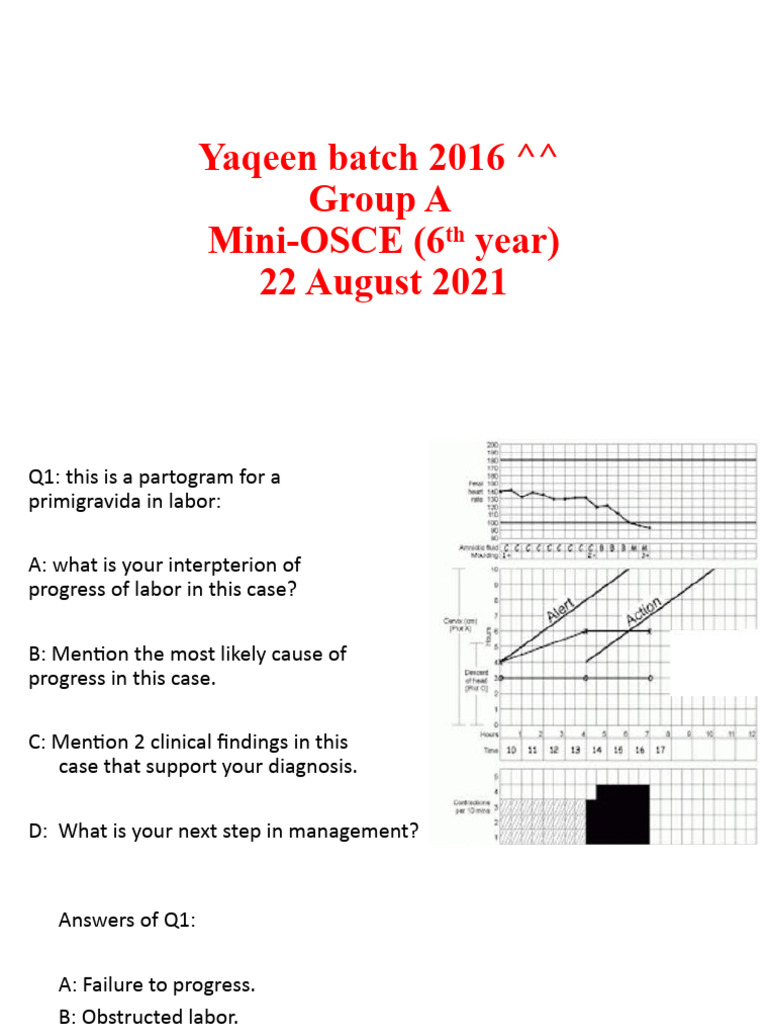 Yaqeen Group A 6th Year Mini OSCE OSCE | PDF | Childbirth | Motherhood