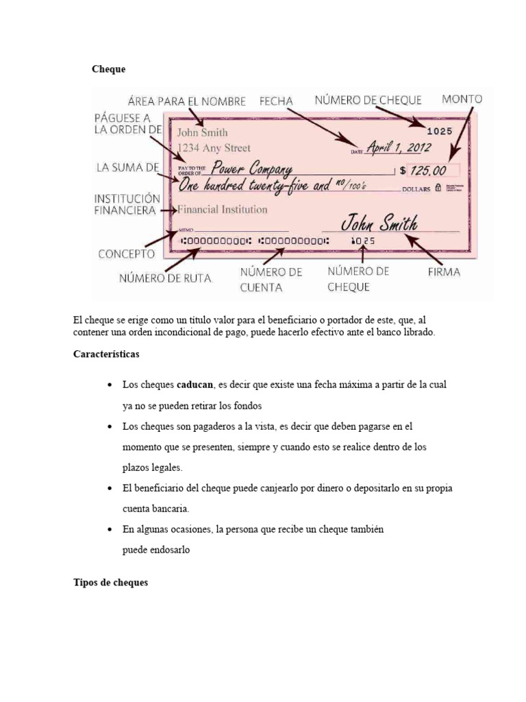 Cheque y Sus Partes | PDF