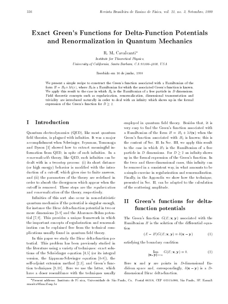 Mq Exact Greens Functions For Delta Function Potentials And