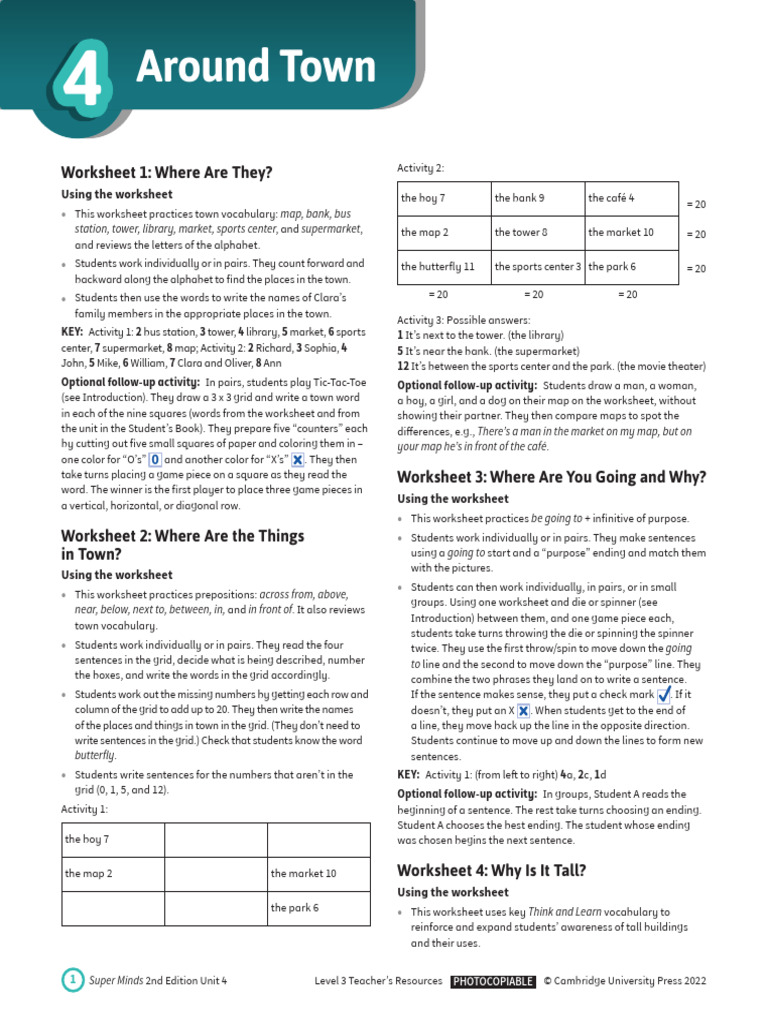 SM2ed American Teacher's Resources Worksheet E L3 U4 | PDF