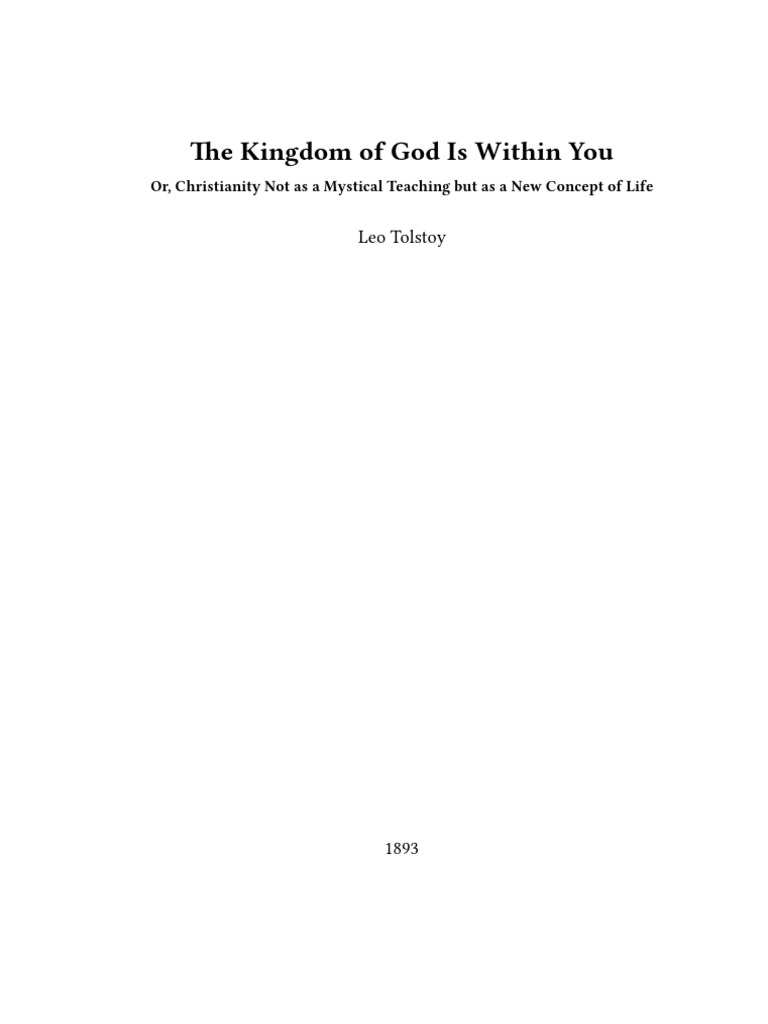 Leo Tolstoy The Kingdom of God Is Within You | PDF