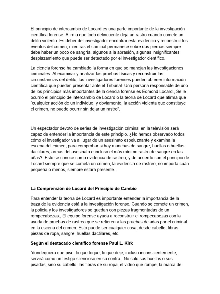 El Principio de Locard | PDF | Ciencia forense