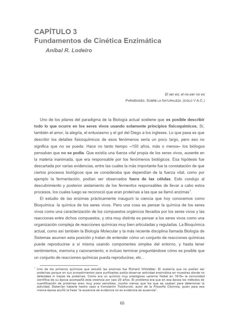 2-Lodeiro - Fundamentos de Cinética Enzimática (Catálisis Enzimática-Cap 3) 1 | PDF | La ...