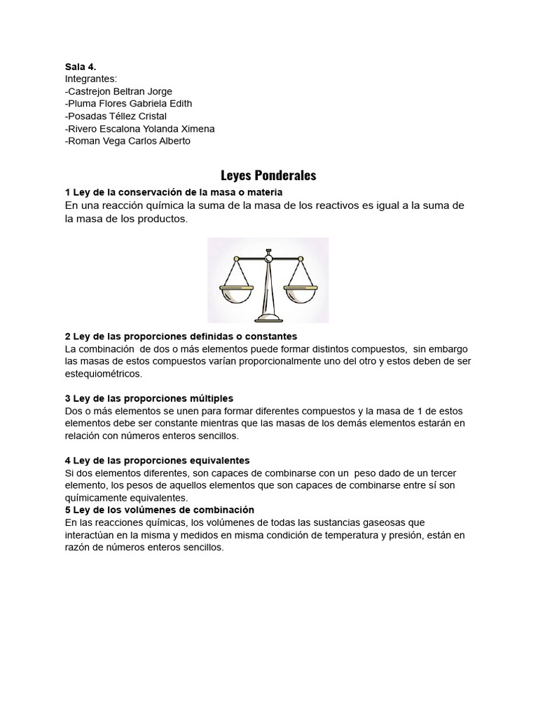 Leyes ponderales | PDF