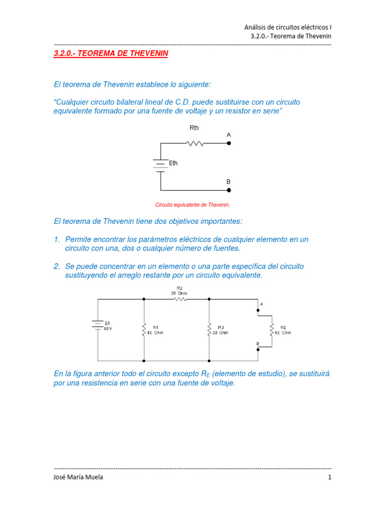 Teorema de Thevenin en Circuitos Eléctricos | PDF | Análisis de red ...