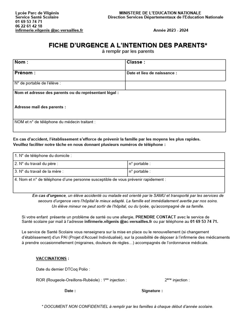 2023 2024 Fiche Urgence | PDF | Sciences de la santé | Spécialités ...
