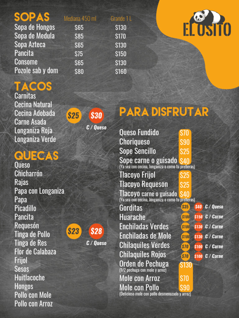 Menu El Osito | PDF | Alimentos | Cocina