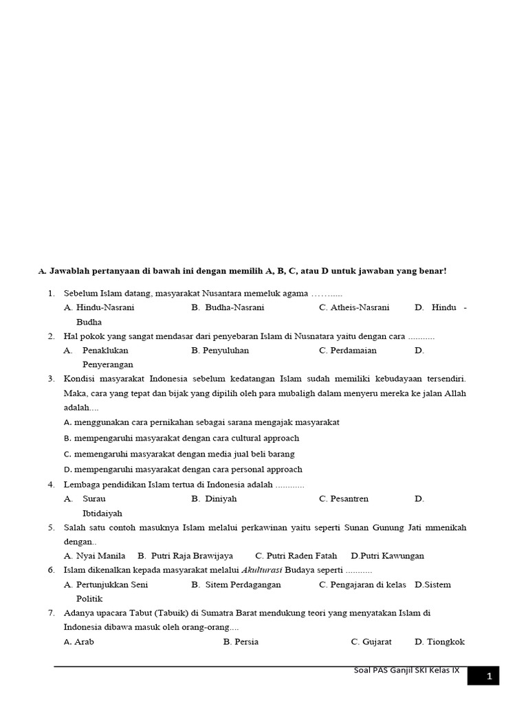 Soal Pas Ski Kelas 9 | PDF