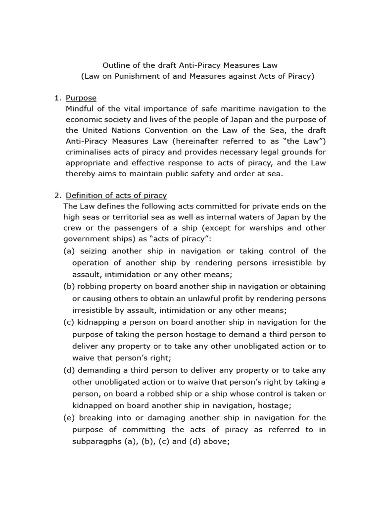Outline of The Draft Anti-Piracy Measures Law | PDF