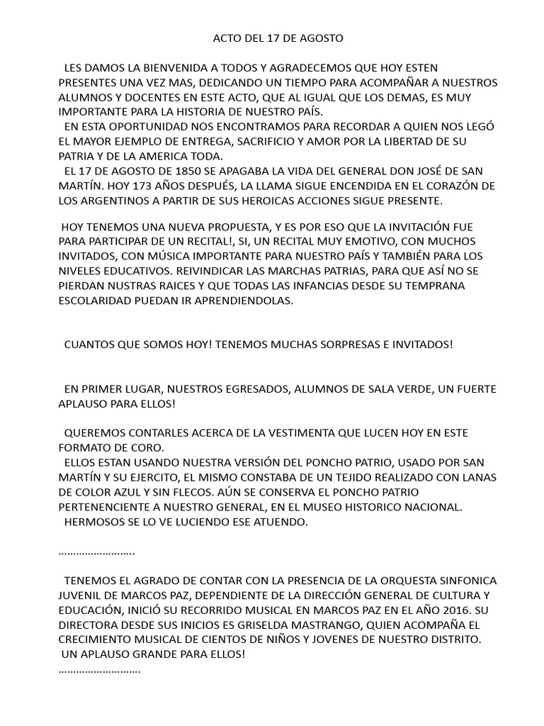 Glosas 17 de Agosto | PDF | Coro | Himnos