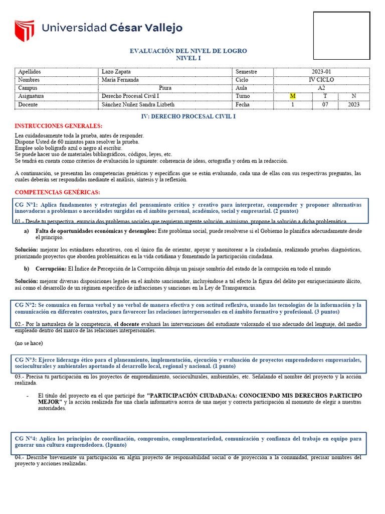 Prueba Nivel de Logro - Fase Final | PDF