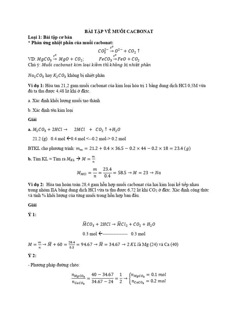 Giải bài tập muối CO3 | PDF