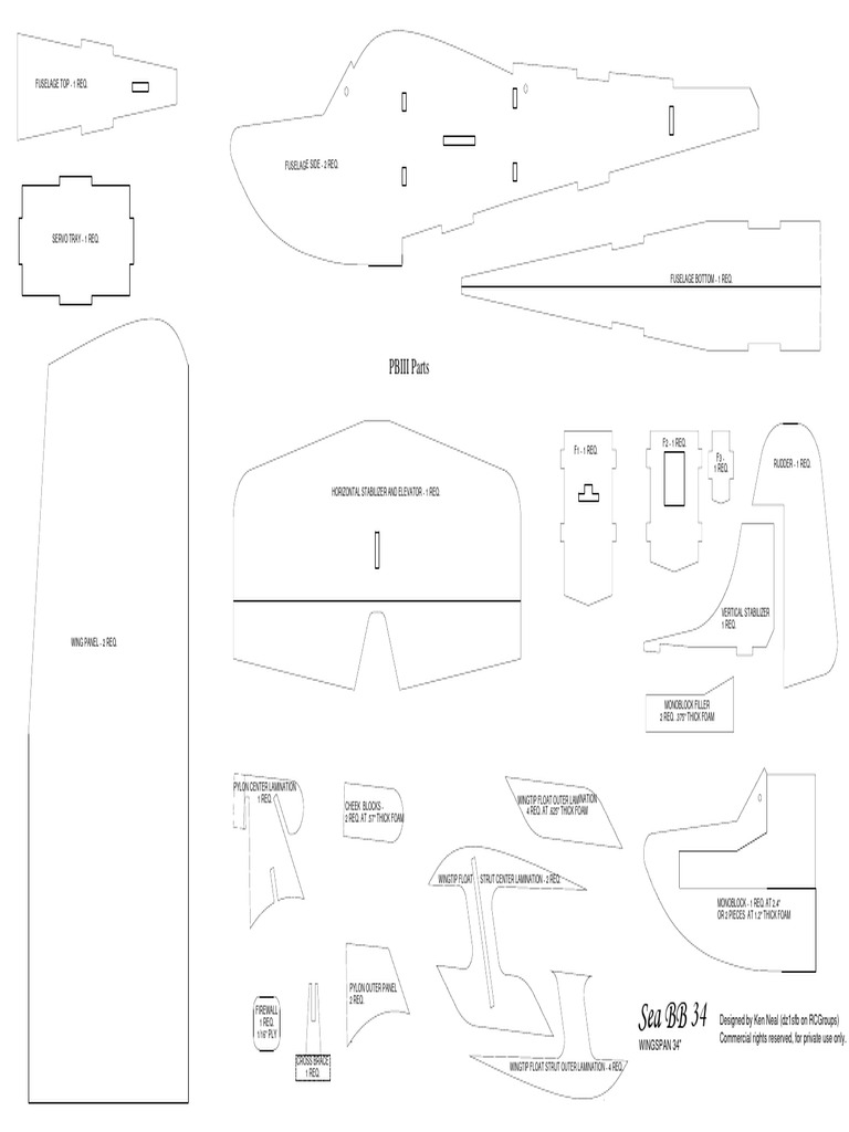 Sea BB 34 Parts Layout Full | PDF | Aerospace Engineering | Wing ...