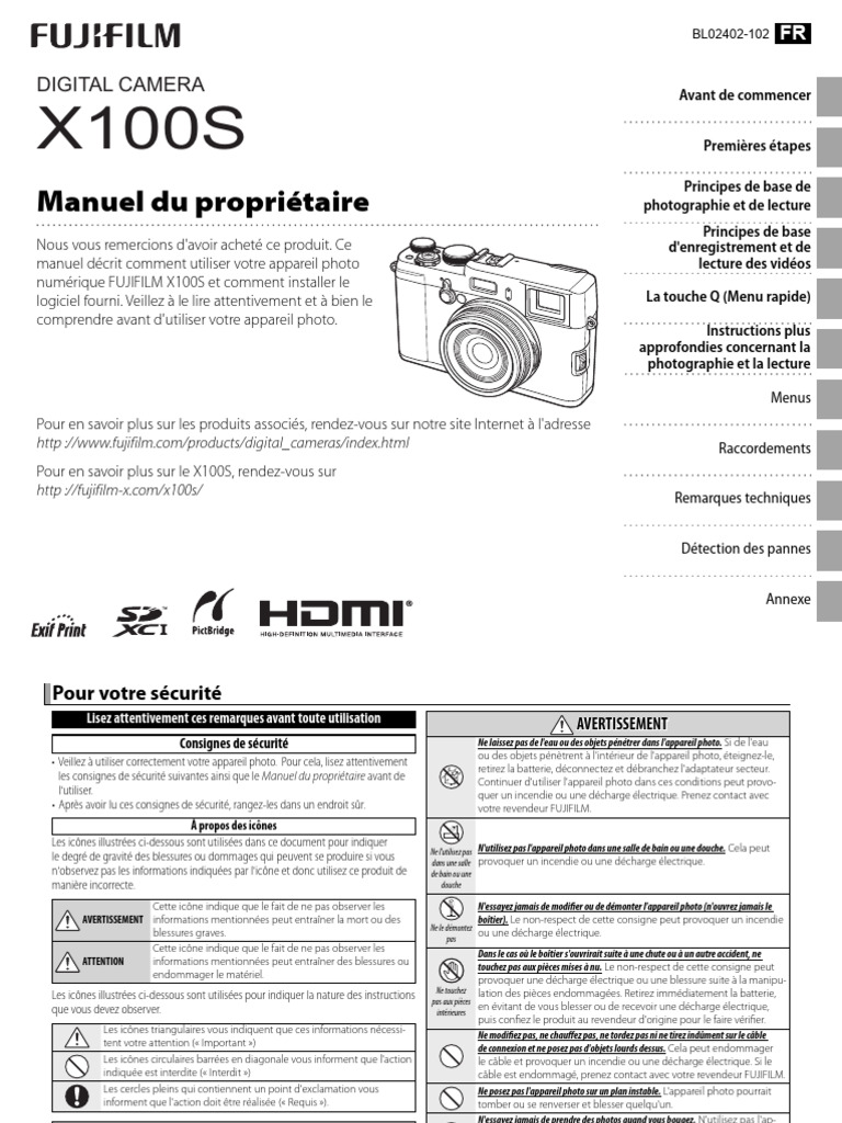 Fujifilm x100s Manual FR | PDF | Pile rechargeable | Chargeur (électricité)