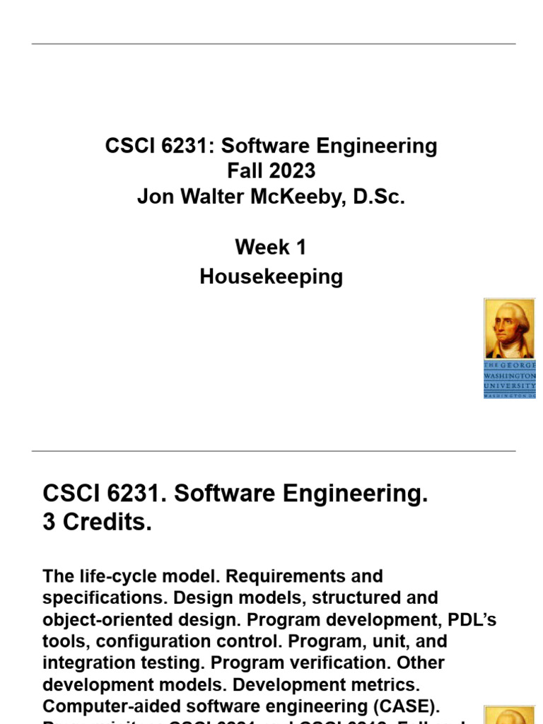 CS6231 SWEngineering Lecture 1a Housekeeping | PDF | Engineering ...