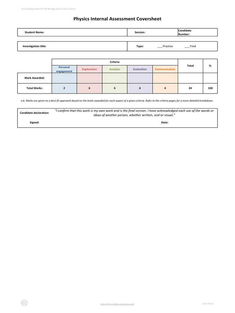 Physics IA Assessment Criteria 2025 | PDF | Methodology | Data