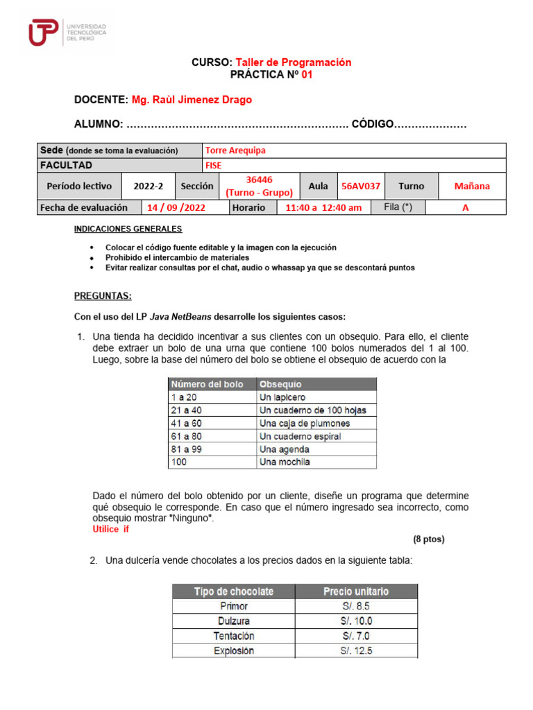 Taller de Programación en Java 2022 | PDF