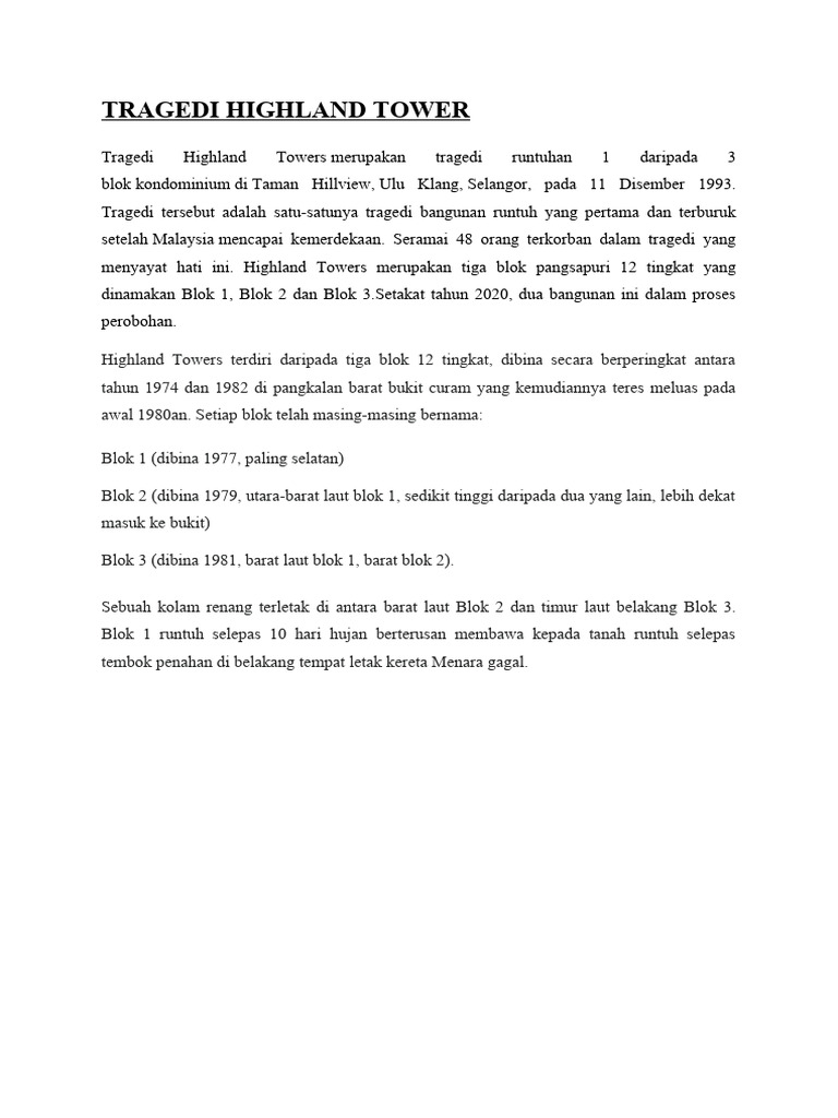 Tragedi Highland Tower (Siap) | PDF