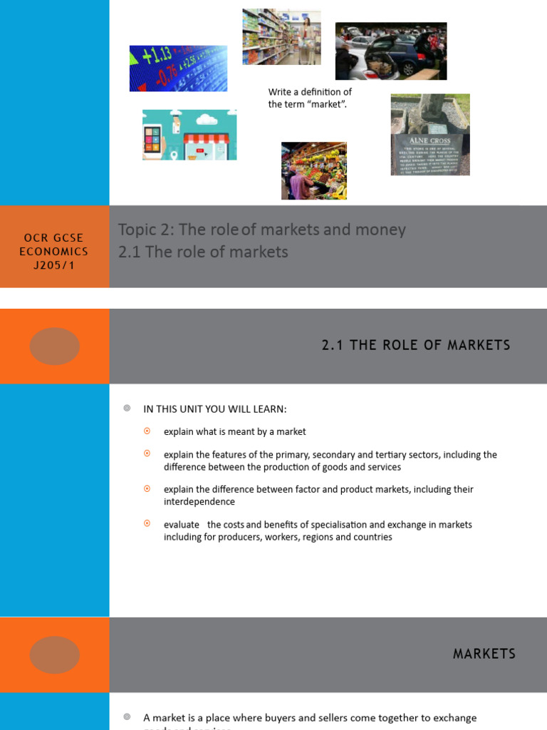 2.1 The Role of Markets 1 | PDF | Market (Economics) | Labour Economics