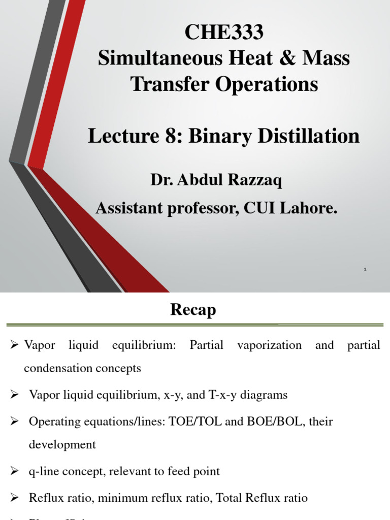 Lecture 8 Binary Distillation Pdf Distillation Unit Operations 2653