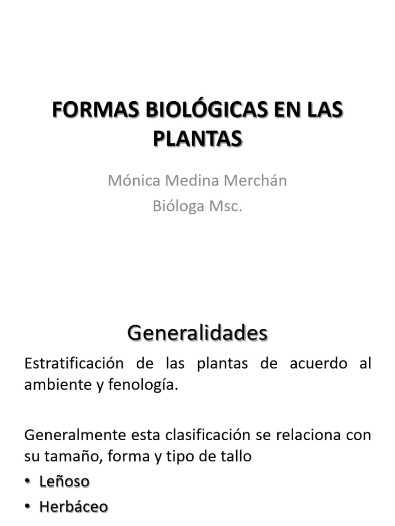 Formas Biológicas en Las Plantas | PDF | Tallo de la planta | Plantas