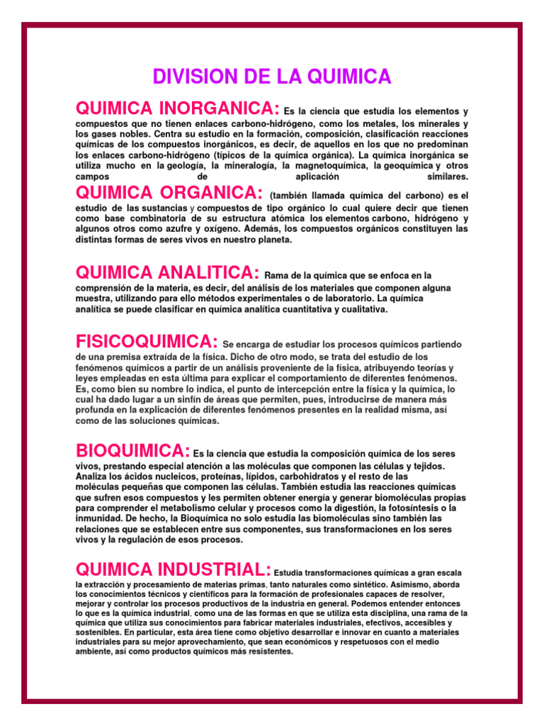 Division de La Quimica | PDF | Química | Química Inorgánica