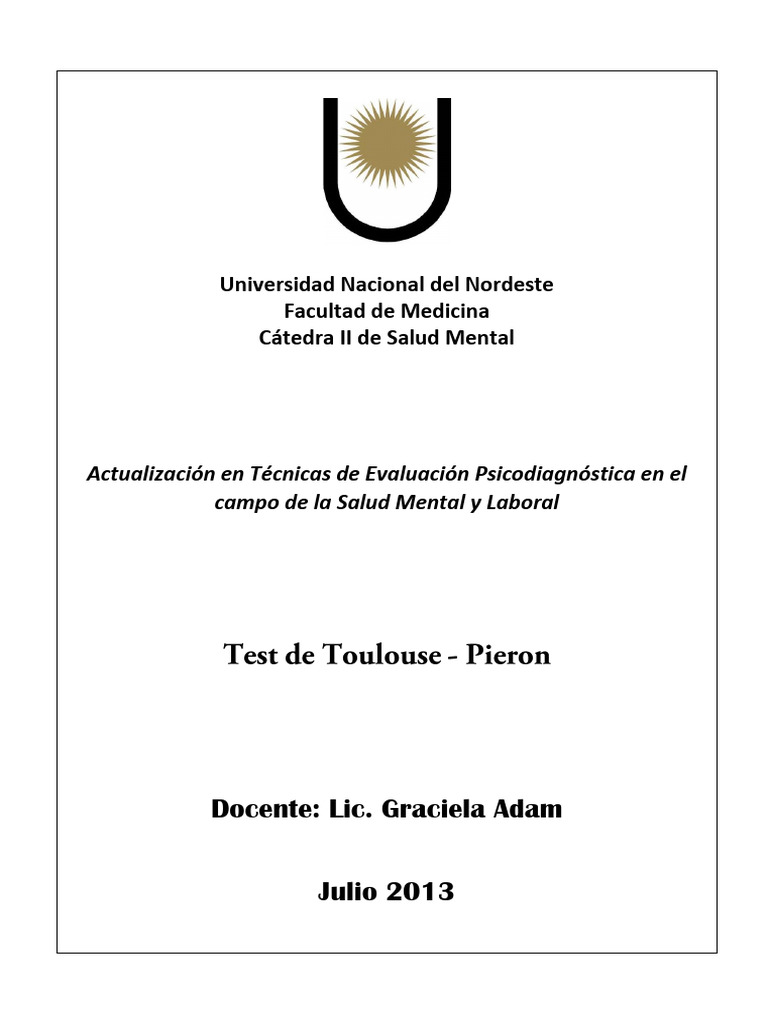 Test de Toulouse Pieron | PDF